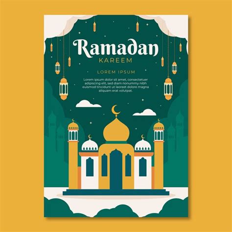 Free Vector Flat Ramadan Celebration Vertical Poster Template