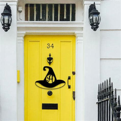 Metal Halloween Haunted Witch Hat Sign Wall Art Home Decor Decorative