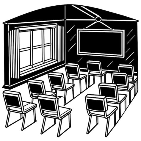 Premium Vector A Empty Classroom With Easel Chalkboard Hang On The Wall