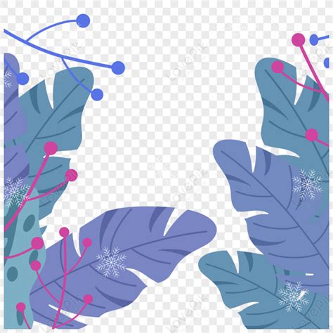 파란색 기하학적 라인 겨울 일러스트 식물 테두리아름다운이파리 Png 일러스트 무료 다운로드 Lovepik