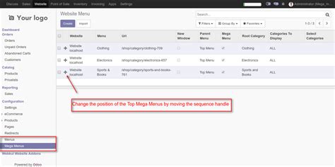 Odoo Website Mega Menu Webkul