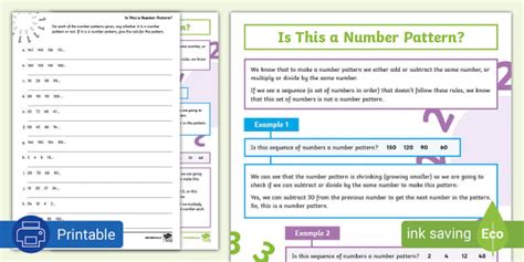 Is This A Number Pattern Activity Sheet Teacher Made
