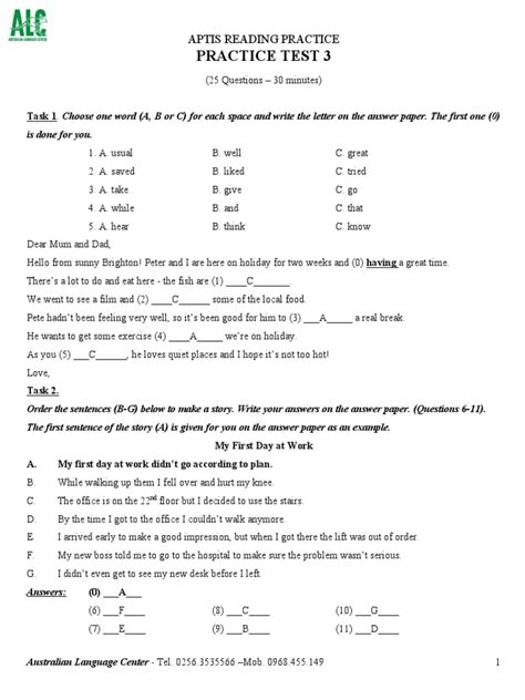Aptis Reading Practice Test 3 Download Free Pdf Outer Space Astronauts