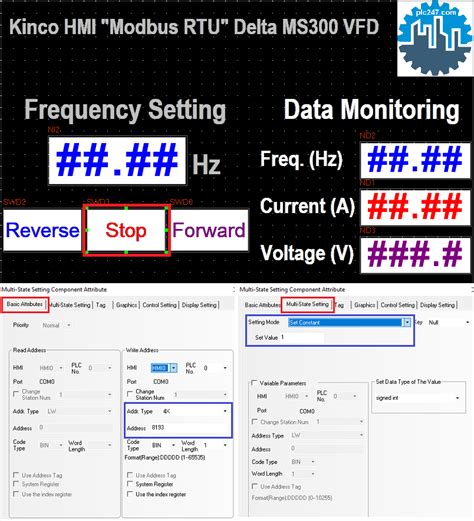 HMI Kinco Modbus RTU Delta MS300 Tutorial Plc247