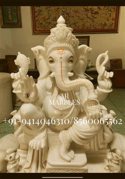 Hand Carved White Marble Lakshmi Hindu Goddess Wealth Beauty Statue