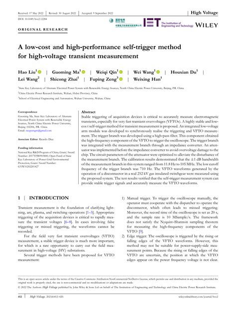 Pdf A Low‐cost And High‐performance Self‐trigger Method For High