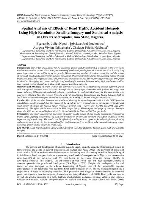 Pdf Spatial Analysis Of Effects Of Road Traffic Accident Hotspots