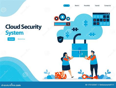 Landing Page Template Of Cloud Computing Security System Cooperation