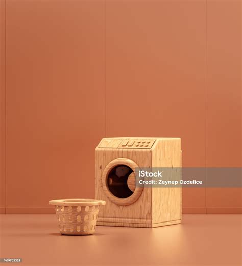 나무 세탁기 및 세탁 바구니 단색 3d 아이콘 3d 렌더링 0명에 대한 스톡 사진 및 기타 이미지 0명 3차원 형태 가사