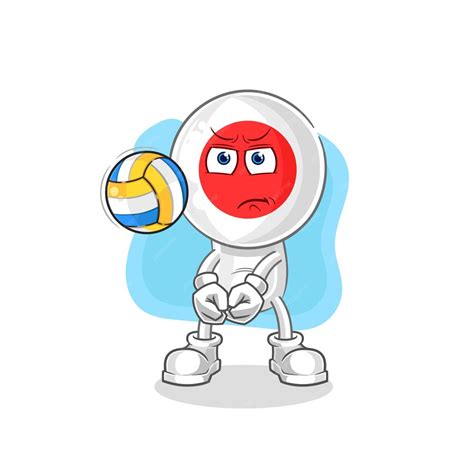 Japón Juega Vector De Dibujos Animados De Mascota De Voleibol Vector