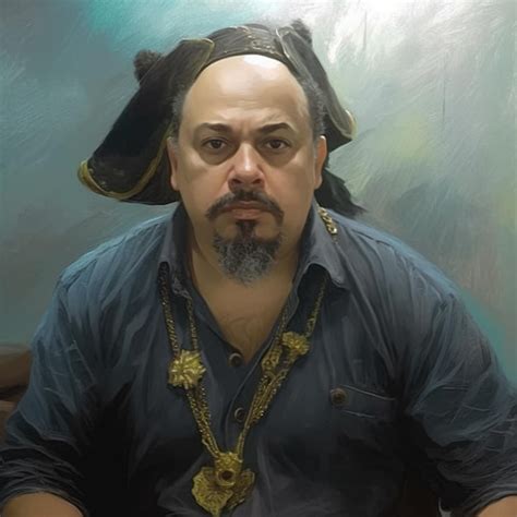 Premium Ai Image A Painting Of A Man With A Hat On And A Necklace