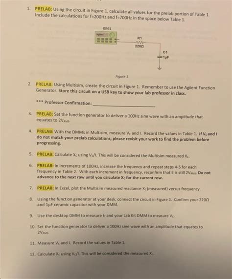 Solved 1 Prelab Using The Circuit In Figure 1 Calculate