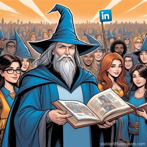 Wizard Recruiting With Linkedin In Comic Art Stable Diffusion Online