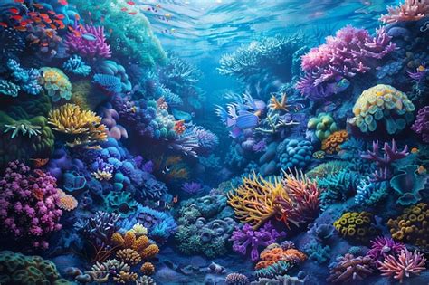 Premium Photo An Artistic Rendition Of A Vibrant Coral Reef Teem