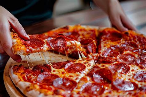 People Eating Slices Of Pepperoni Pizza Premium Ai Generated Image