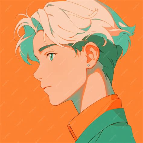 Premium Photo Anime Style Portrait Of A Man With White Hair And Green Eyes Generative Ai