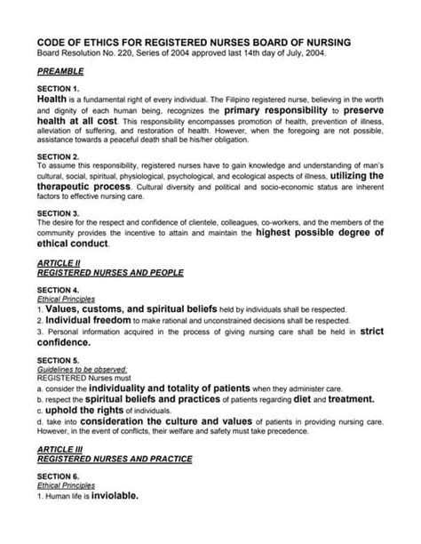 Code Of Ethics For Filipino Nurses Ppt