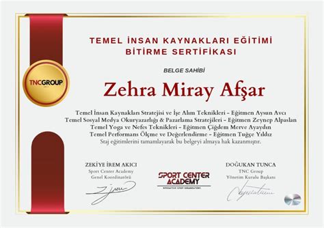 Zehra Miray Afşar Linkedin‘de Herkese Merhaba Sport Center Academy