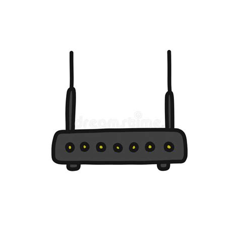 Doodle Modem Router Icon Or Logo Hand Drawn With Thin Black Line Stock Vector Illustration