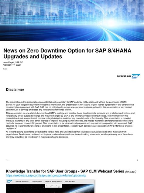 7 News On Zero Downtime Option For Sap S4hana Upgrades And Updates Pdf