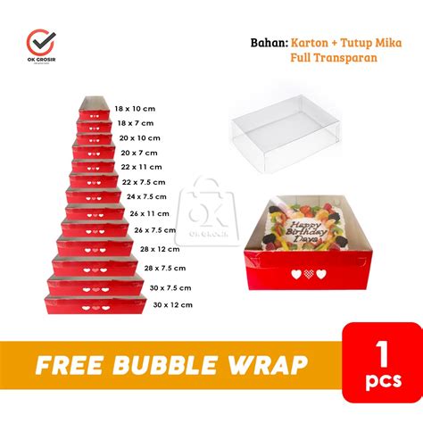 Jual Kotak Kue Merah Tutup Transparan Full Mika Box Kue Hampers 1pcs