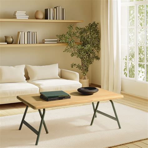 Table Basse Helena En Pin Et Métal Vert