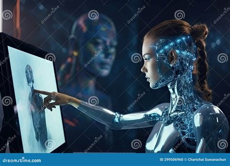 A Symbolic Concept Image Of AI Technology Fused With A Human Robot
