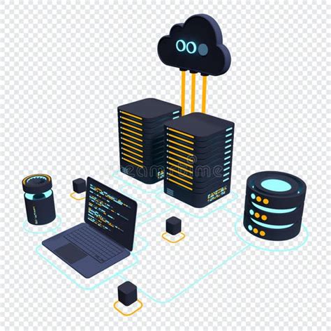 Cloud Technology Computing Concept Modern Cloud Technology Data Center Isometric Concept 3d