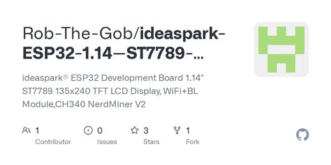Github Rob The Gob Ideaspark Esp32 1 14 St7789 135x240 Tft Nerdminer