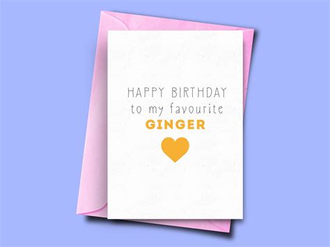 Happy Birthday To My Favourite Ginger Funny Birthday Card For Etsy