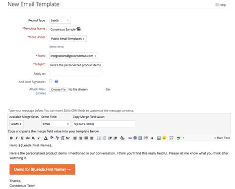 Zoho Mail Merge Demo Link