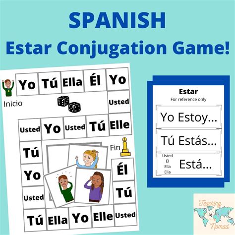 Spanish Present Tense Estar Conjugation Board Game Emotions Cards