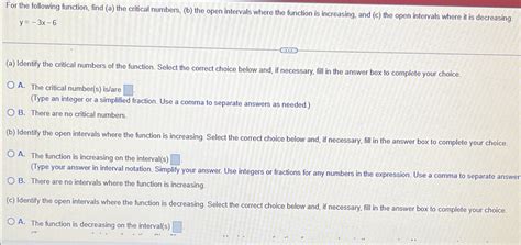 Solved For The Following Function Find A ﻿the Critical