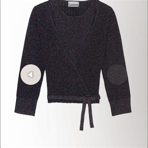 Ganni Sparkle Rib Wrap Top Never Worn Nwt Size Xl Depop
