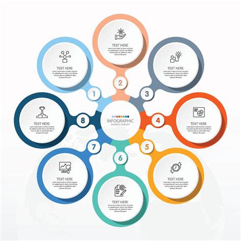 Basic Circle Infographic Template With 8 Steps Process Or Options