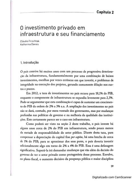 Davies Frischtak O Investimento Privado Em Infraestrutura E Seu