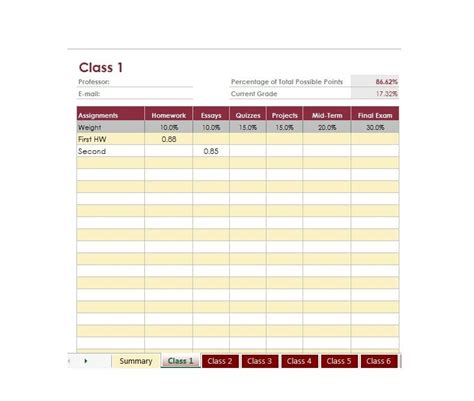 Free Gradebook Templates DocFormats