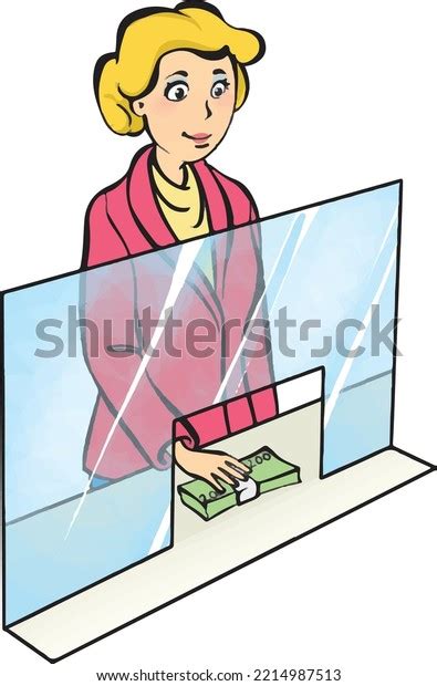 Female Teller Working Bank Stock Vector Royalty Free 2214987513