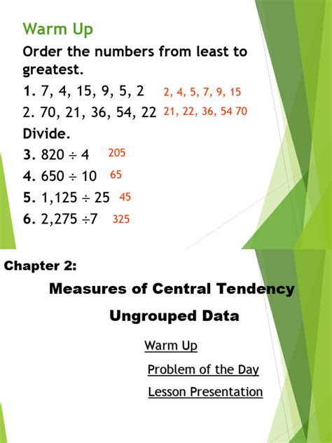 Measures Of Central Tendency Ungrouped Data Pdf Mean Arithmetic Mean