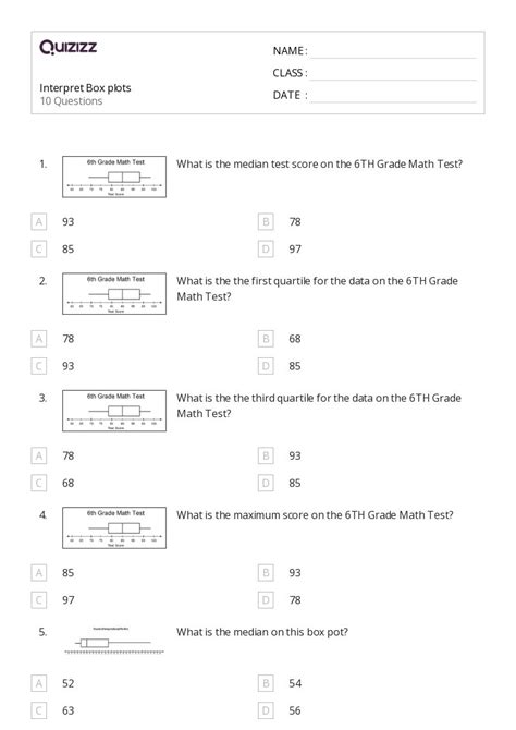 50 Box Plots Worksheets For 8th Grade On Quizizz Free And Printable
