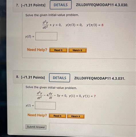 Solved Solve The Given Initial Value Problem Chegg
