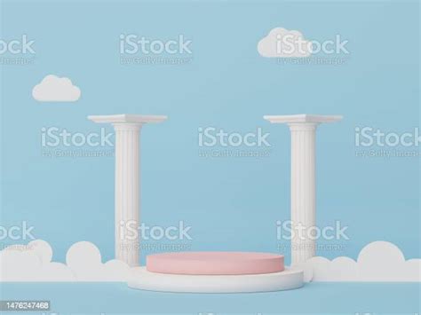 최소한의 기하학적 모양 디자인으로 3d 디스플레이 연단 모형 및 제품 프레젠테이션을 위한 렌더링 장면 3차원 형태에 대한 스톡