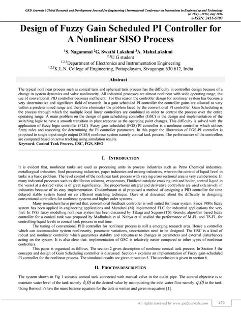 design of fuzzy gain scheduled pi controller for a nonlinear siso