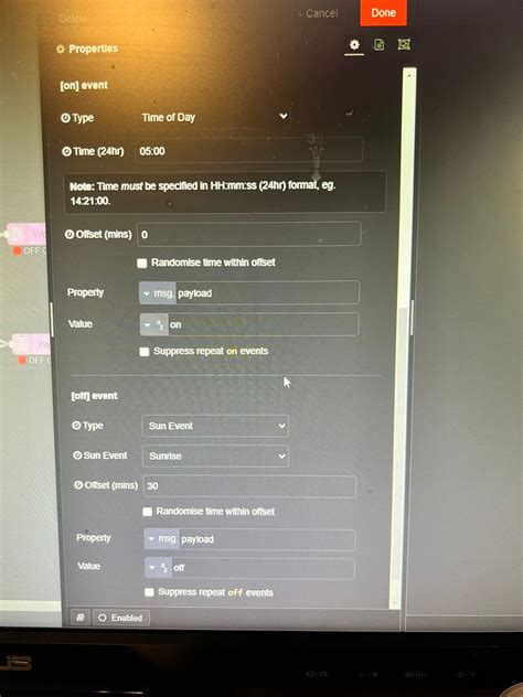 Node Red Light Automation Using Eztimer Calendar Trigger And Light