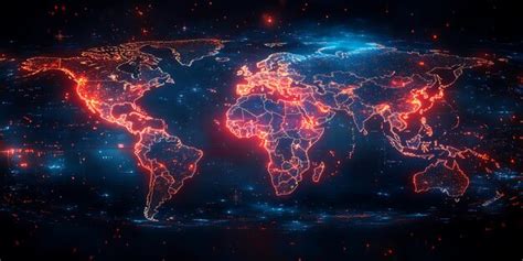 Futuristic World Map Infographic Big Data Visualization Premium AI