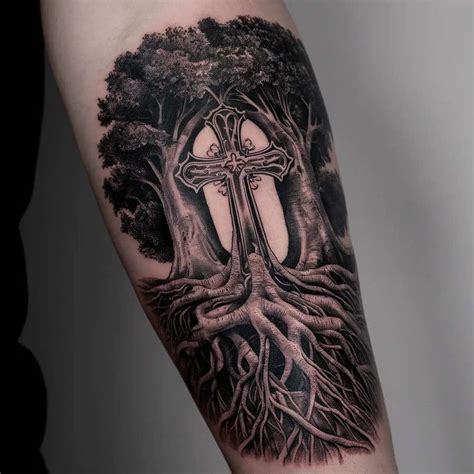 Entry 19 By Khossainn47 For Realistic Cross And Tree Root Arm Tattoo