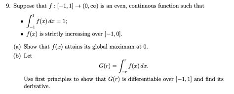 solved suppose that f [−1 1]→ 0 ∞ is an even continuous