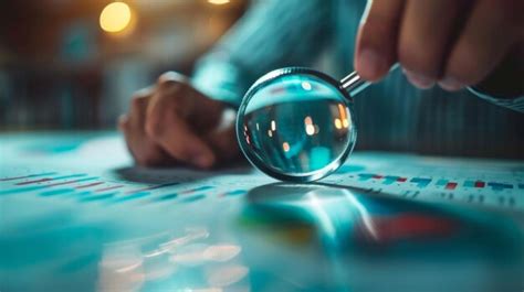 Professionals Analyzing Data Charts With Magnifying Glass For Insights Premium Ai Generated Image