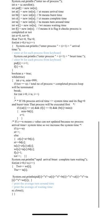 Solved Java Program For Shortest Job First Sjf Scheduling