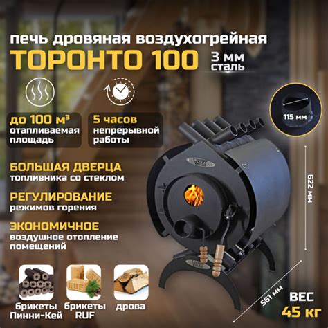 Печь дровяная воздухогрейная "Торонто 100" - купить по выгодной цене в ...